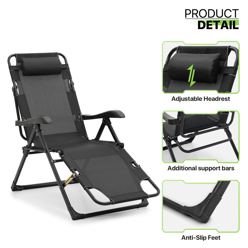 Arlmont Co. Nundley Outdoor Zero Gravity Folding Lounge Chair 95 180 Degree Adjustable Recliner Sleeping Bed Wayfair